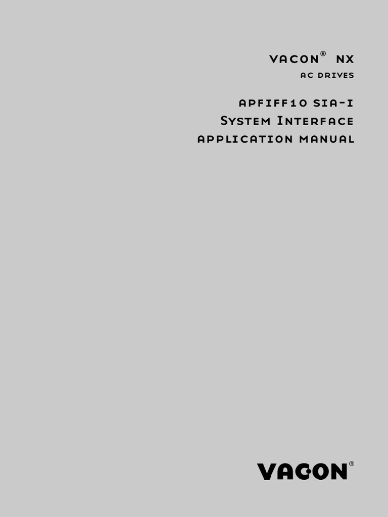 Vacon NXP Sia I Apfiff10v244 Application Manual Ud01079d en v001 | PDF ...