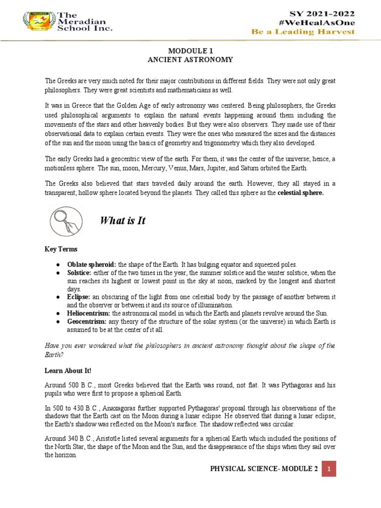 Module 1 Ancient Astronomy | PDF