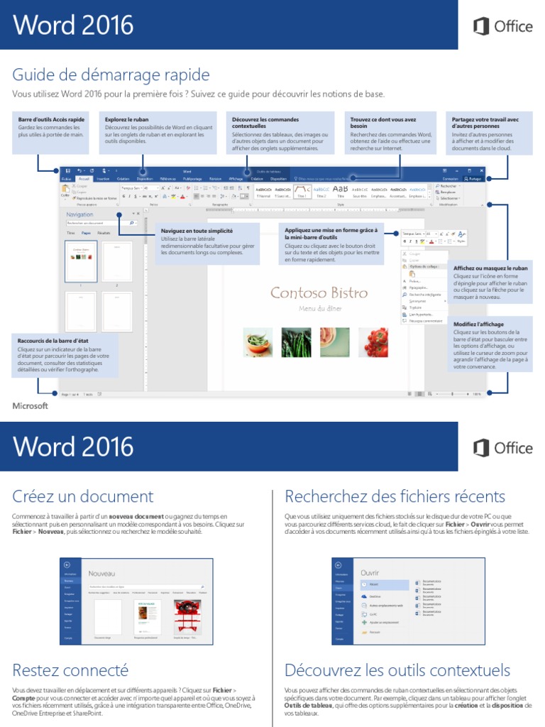 Guide de démarrage Word 2016 | PDF | Microsoft Word | Microsoft Office