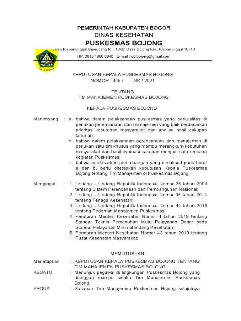 SK Tim Manajemen | PDF