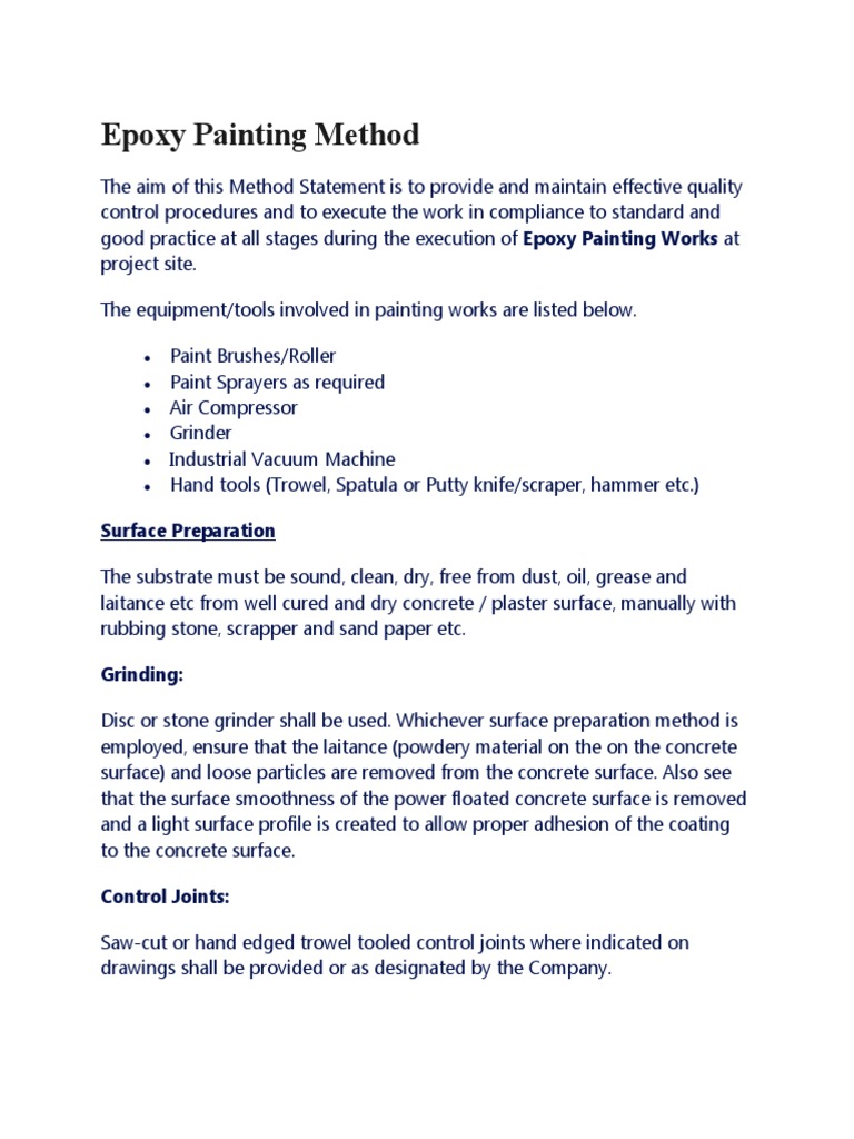 Epoxy Painting Method | PDF | Paint | Concrete