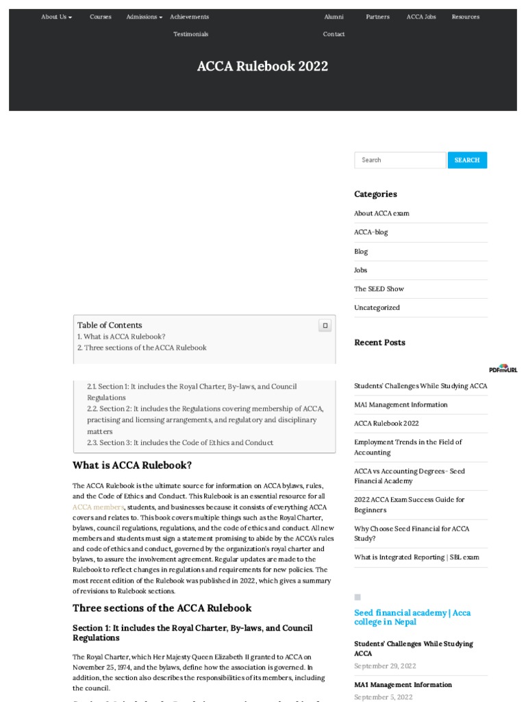 ACCA Rulebook 2022 - Information On ACCA Rules and Regulations | PDF ...