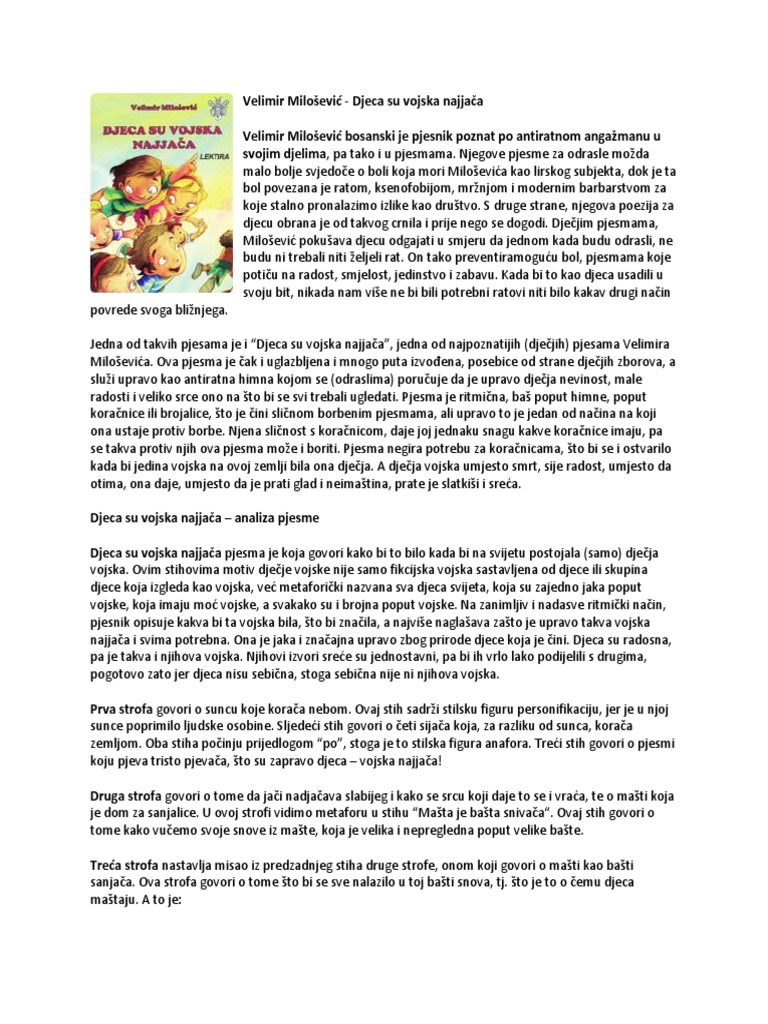 Velimir Milosevic - Djeca Su Vojska Najjaca | PDF