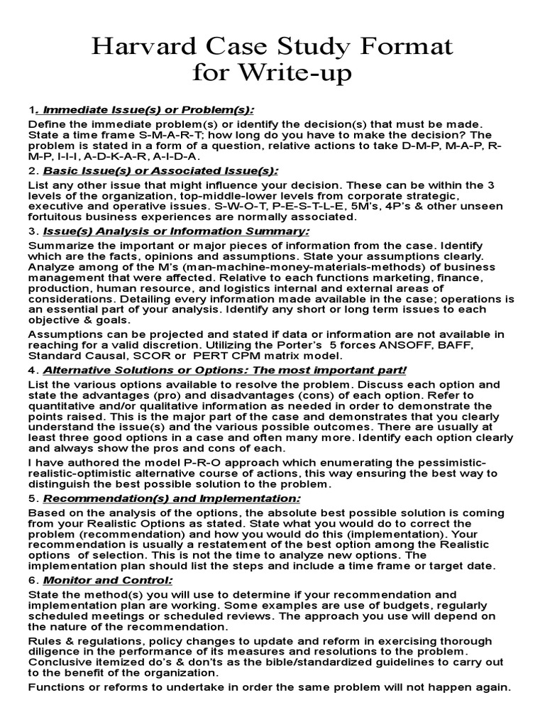 Harvard Case Study Format For Write Up 2 | PDF | Information | Strategic Management