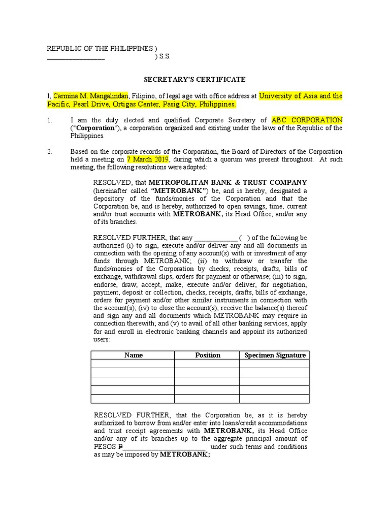 Sample Sec Cert | PDF | Loans | Mortgage Law