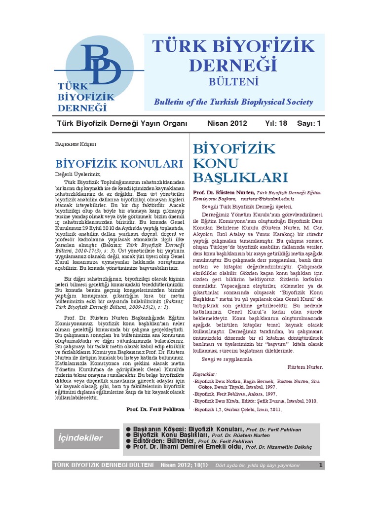 Biyofizik Dergi 19 | PDF