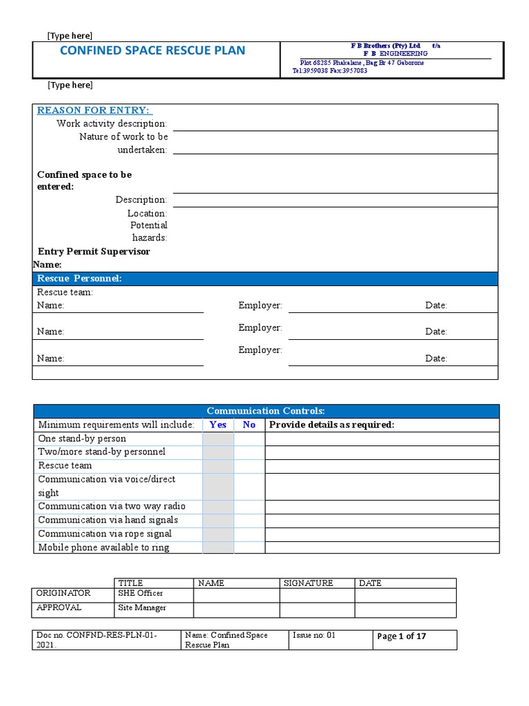 Confined-Space Rescue Plan 2 | PDF | Ventilation (Architecture) | Emergency