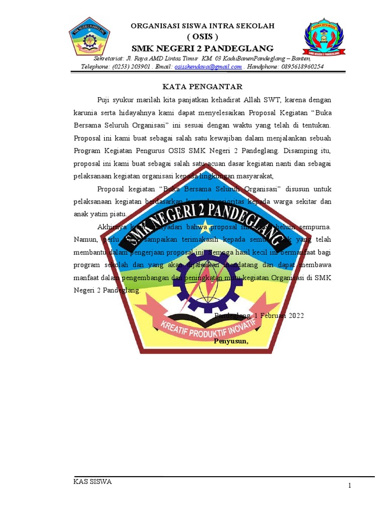 Proposal Kegiatan Bukber OSIS SMK 2 Pandeglang | PDF