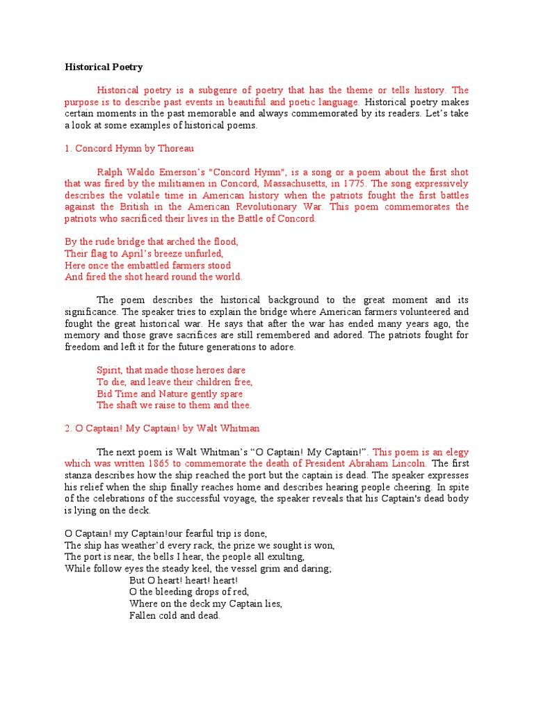 Historical Poetry | PDF