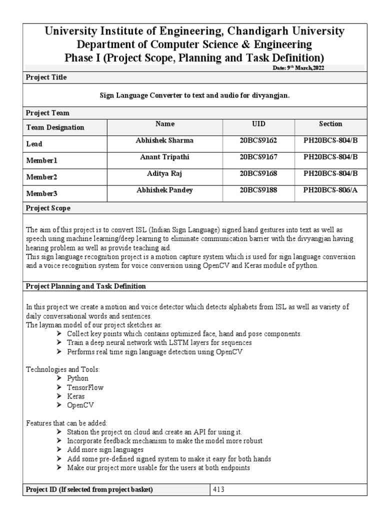 Sign Language to Text Conversion Project | PDF | Sign Language | Deep ...