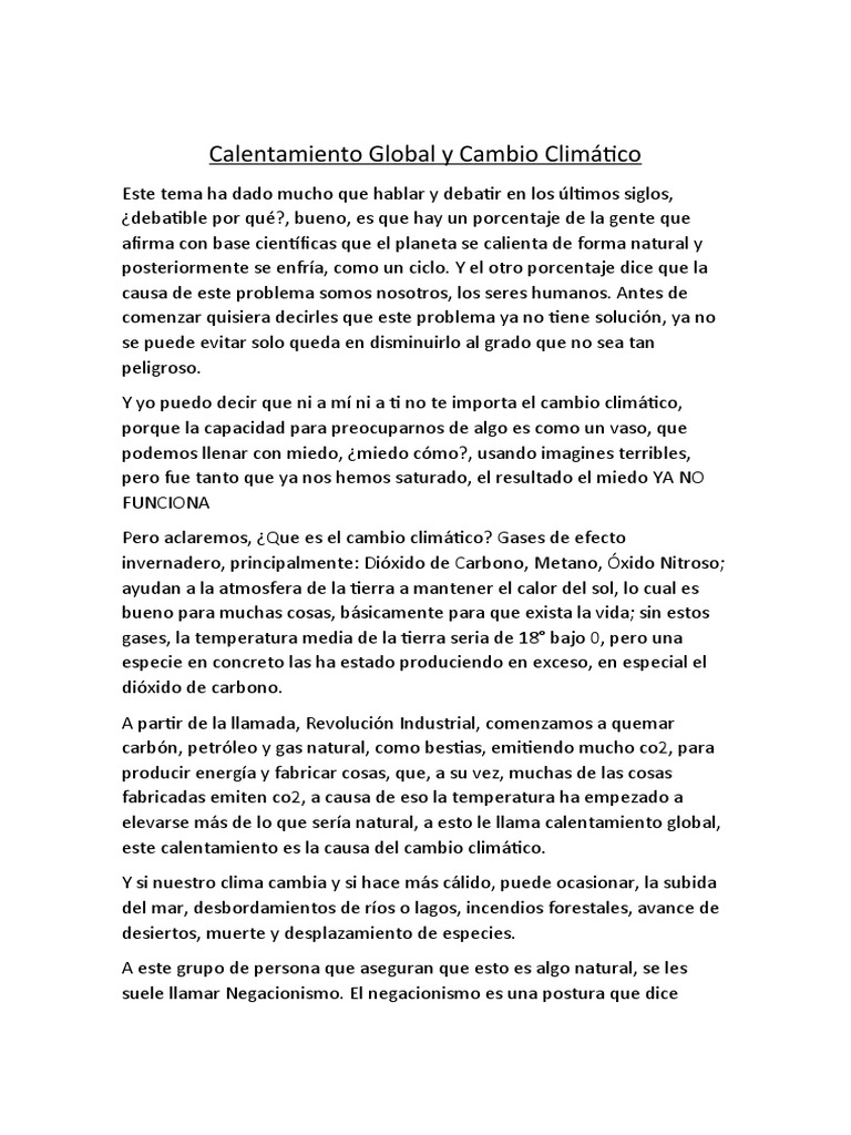 Calentamiento Global y Cambio Climático | PDF | Cambio climático ...