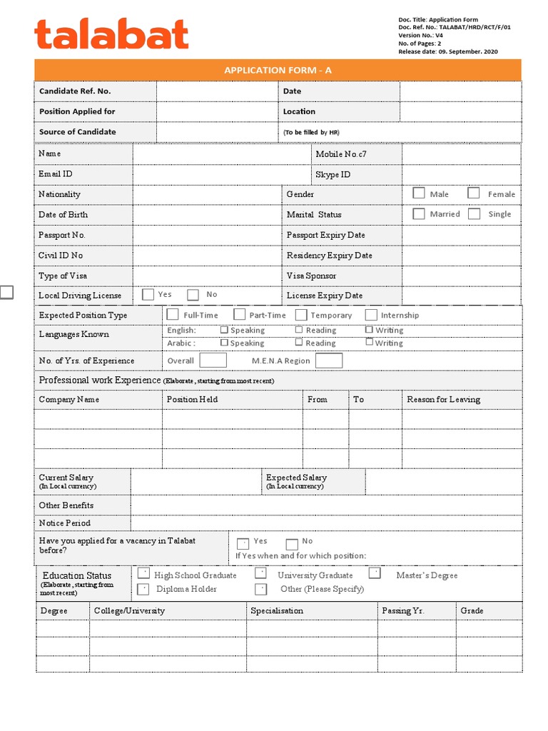 1 - Application Form | PDF