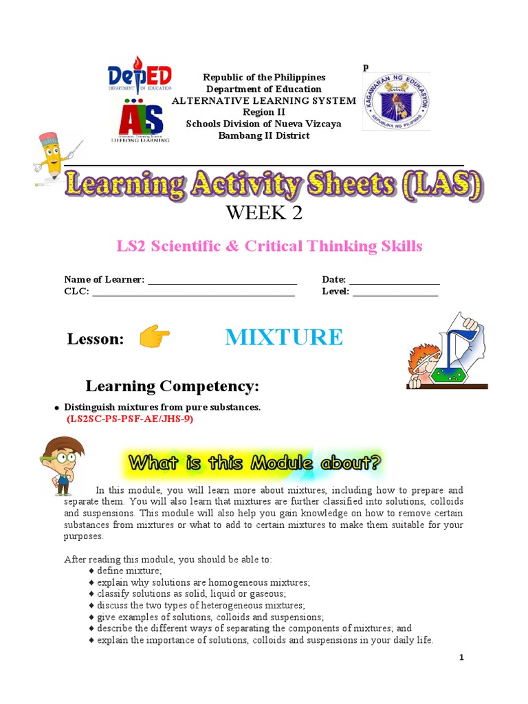 LS2 Modules With Worksheets (Mixture) | PDF | Mixture | Colloid