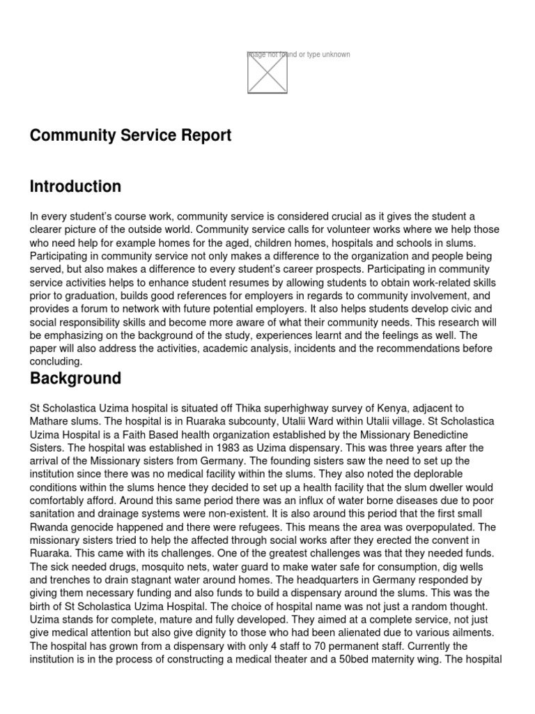 Community Service Report | PDF | Childbirth | Hospital