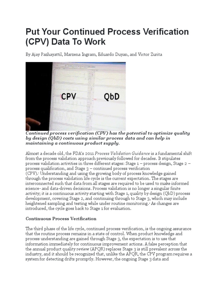 Put Your Continued Process Verification | PDF | Product Lifecycle ...
