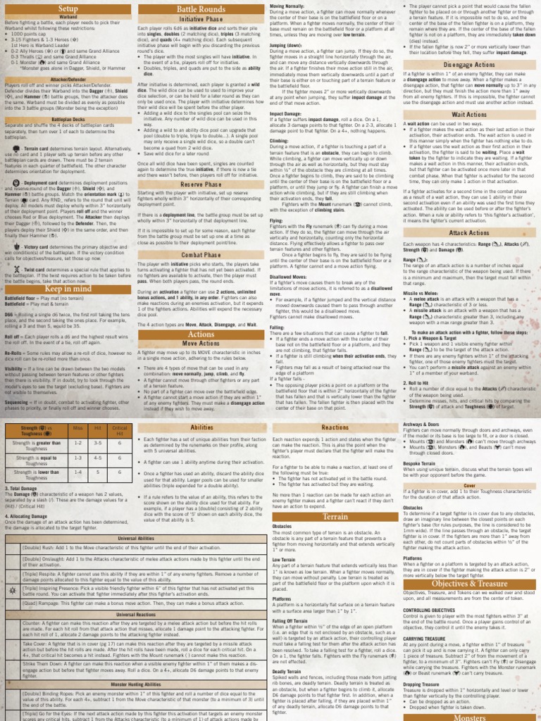 Warcry Reference Sheet | PDF | Fighter Aircraft | Battles