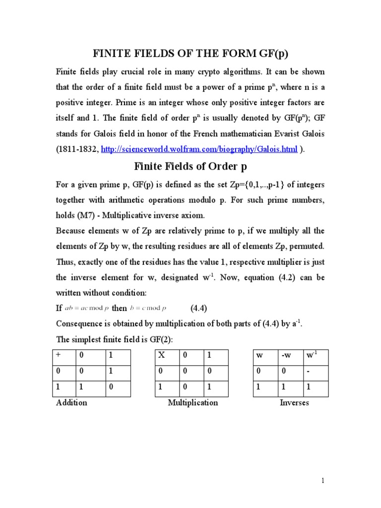 Finite Fields Of The Form Gf Pdf Polynomial Field Mathematics