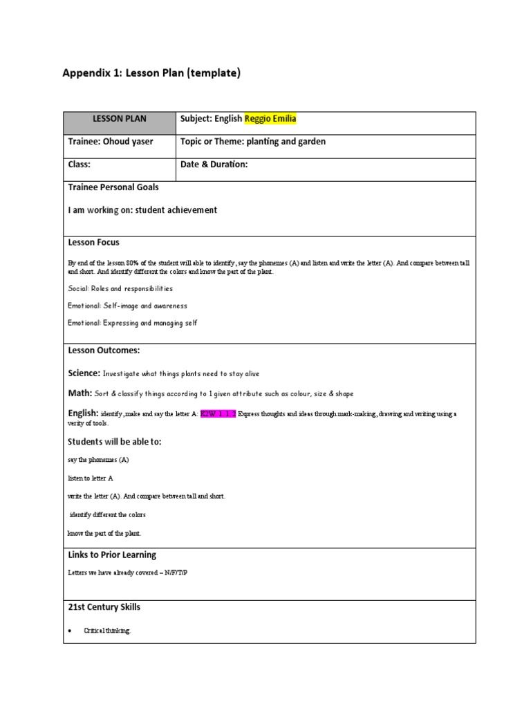 Lesson Plan Letter A | PDF | Teaching Method | Behavior Modification