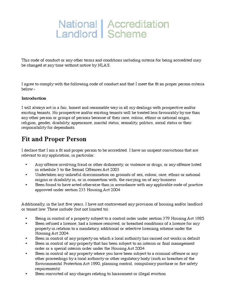 Landlord Code of Conduct | PDF | Leasehold Estate | Landlord