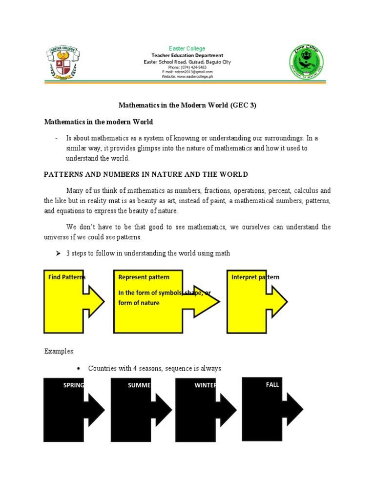 Gec3 LESSON 1 | PDF | Pattern | Mathematics
