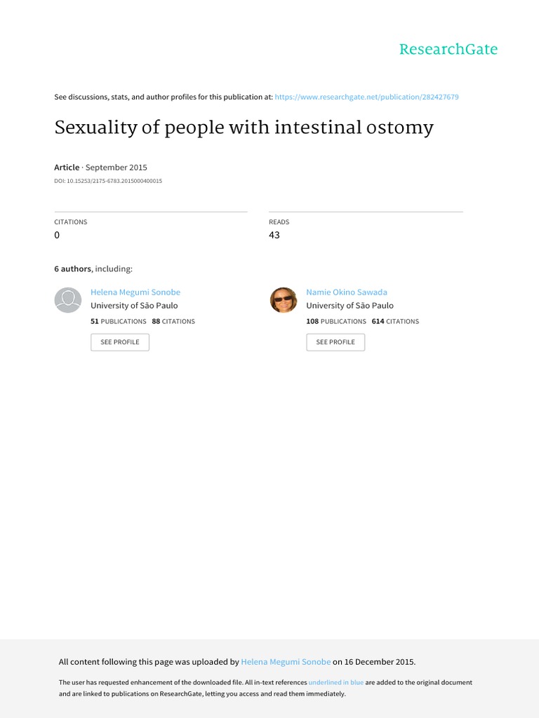 Sexuality Of People With Intestinal Ostomy Pdf Human Sexuality