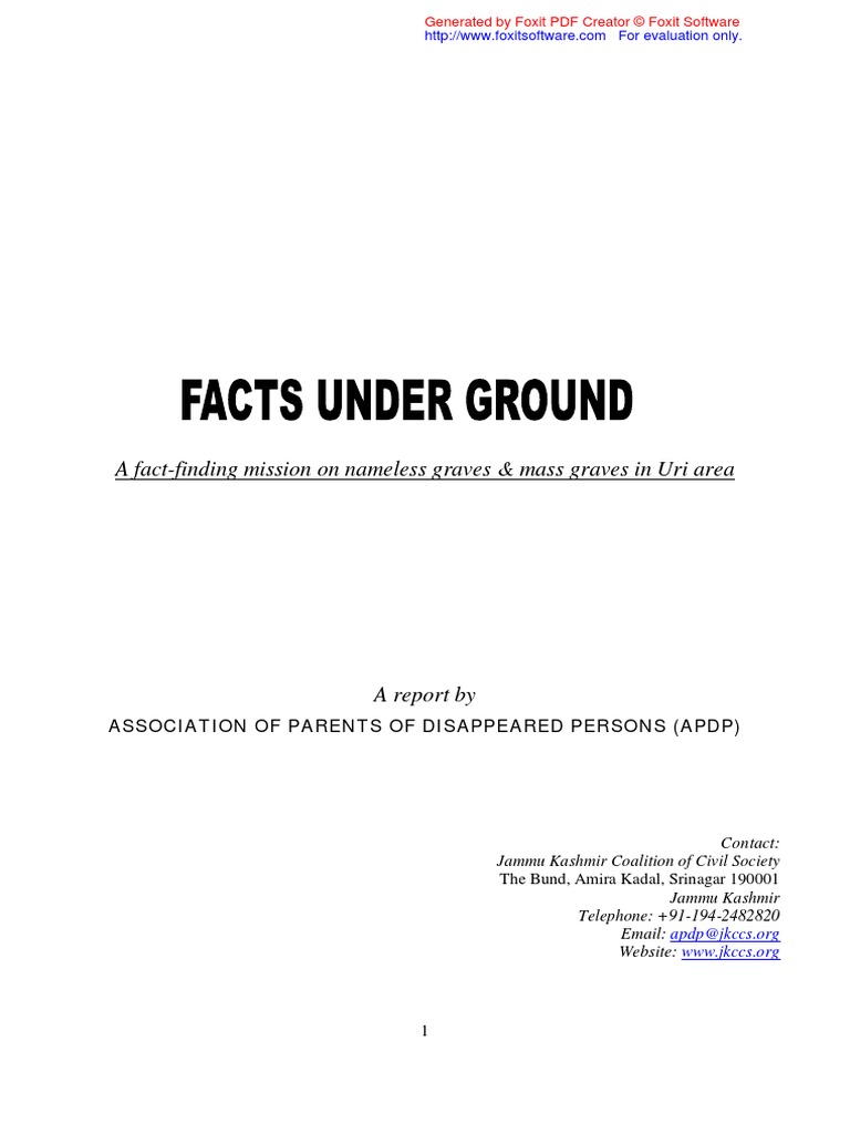 Facts Under Ground First Report On Mass Graves in Kashmir | PDF ...