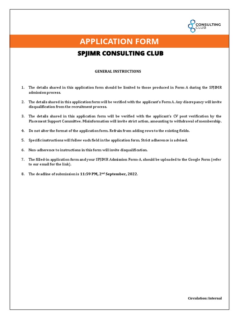Consulting Club Application Form 2022 - BM | PDF | Postgraduate ...