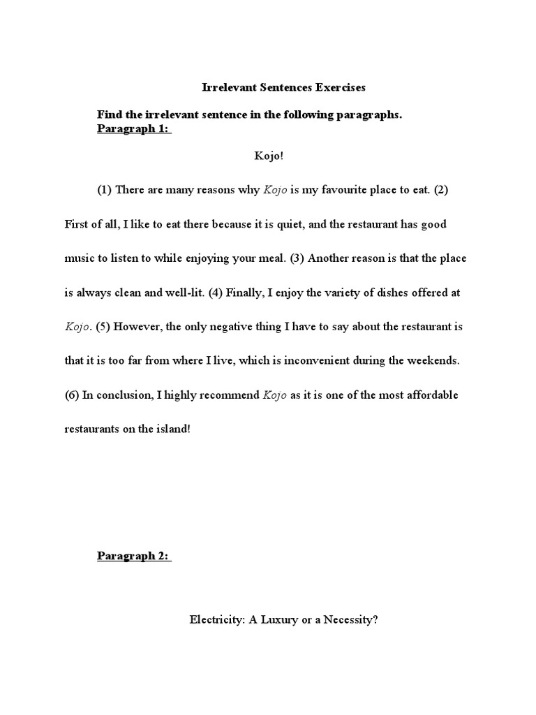 Find irrelevant sentences | PDF