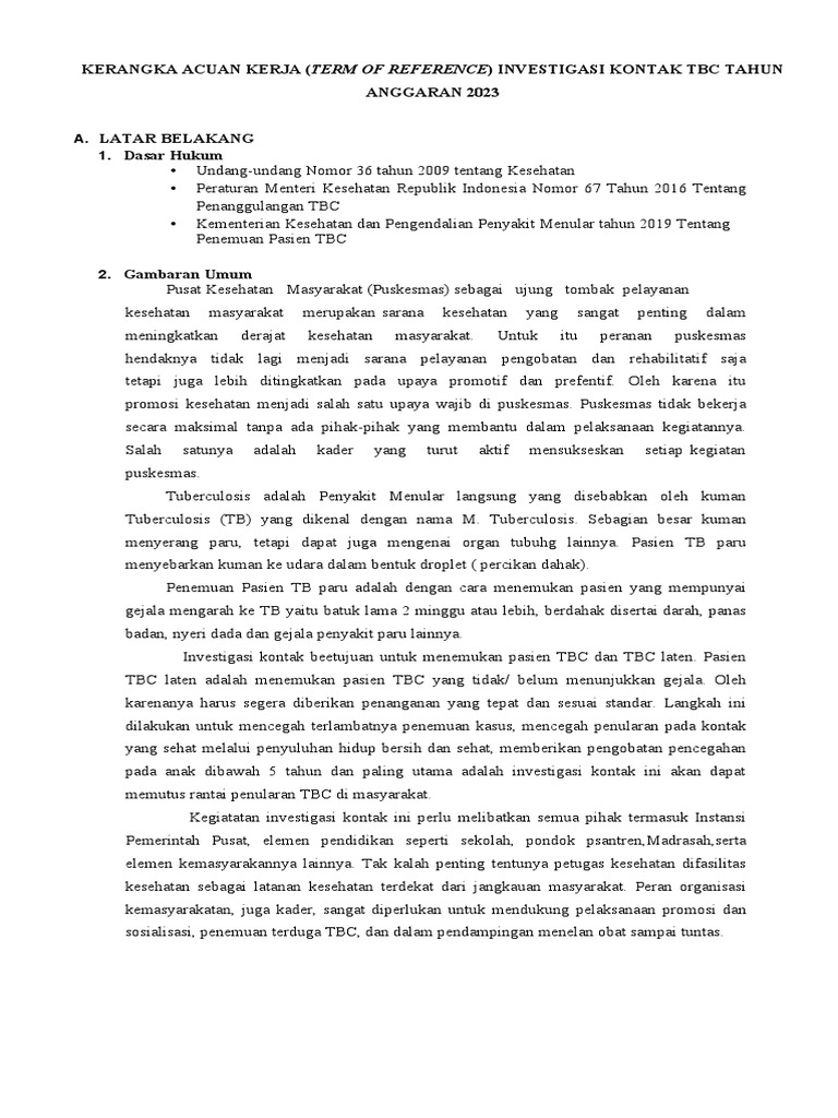 Kak Investigasi Kontak TBC 23 | PDF