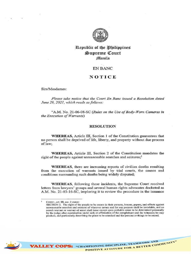 A.M No. 21-06-08-SC Rules on the Use of Body-Worn CAmeras in the ...