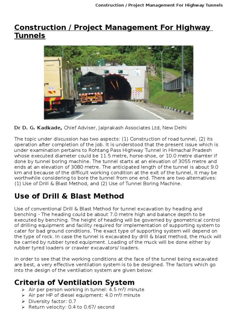 Construction & Project Management For Highway Tunnels | PDF | Tunnel ...