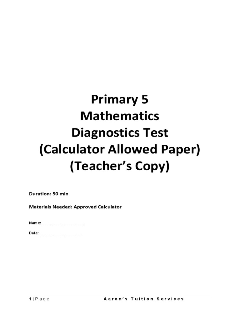 P5 Math Diagnostic Test Guide | PDF | Mathematics | Science