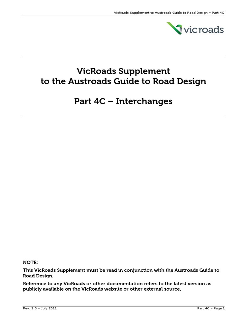 VicRoads Supplement To AGRD Part 4C Interchanges | PDF | Interchange ...