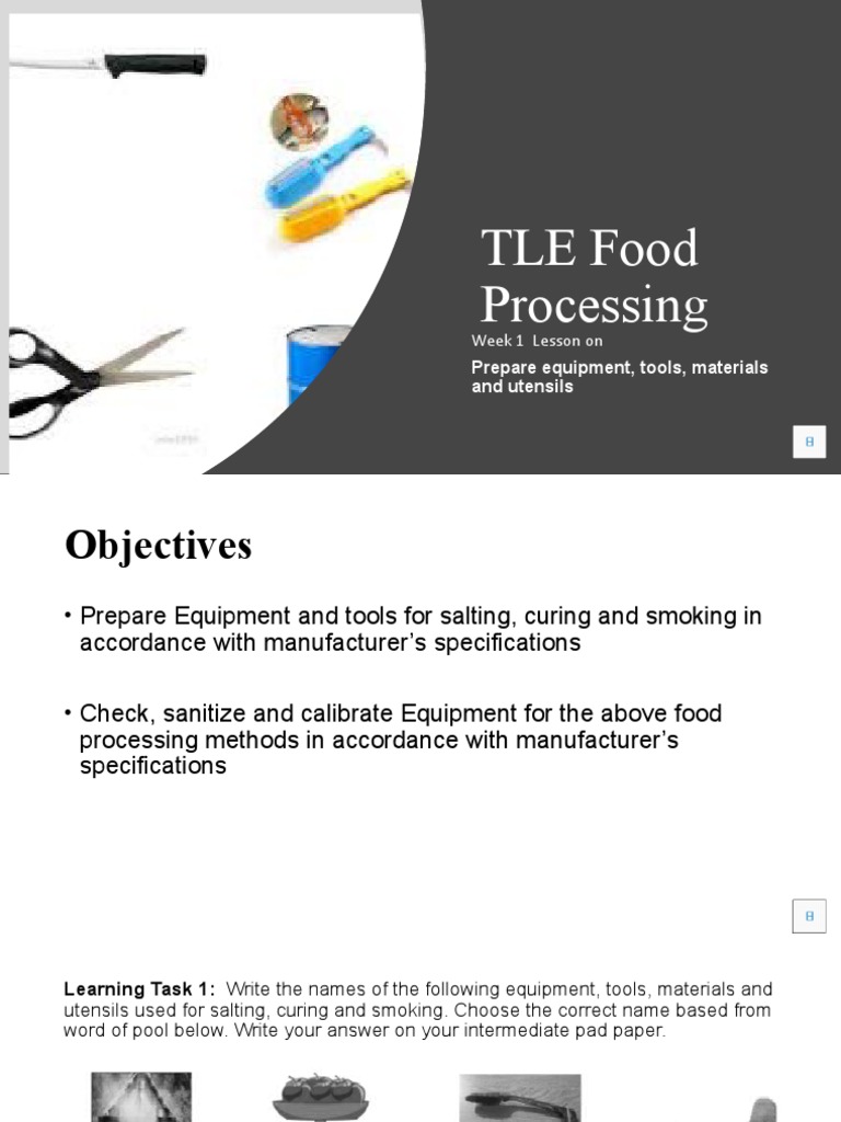 Food Processing Tools and Equipment | PDF | Smoking (Cooking) | Foods