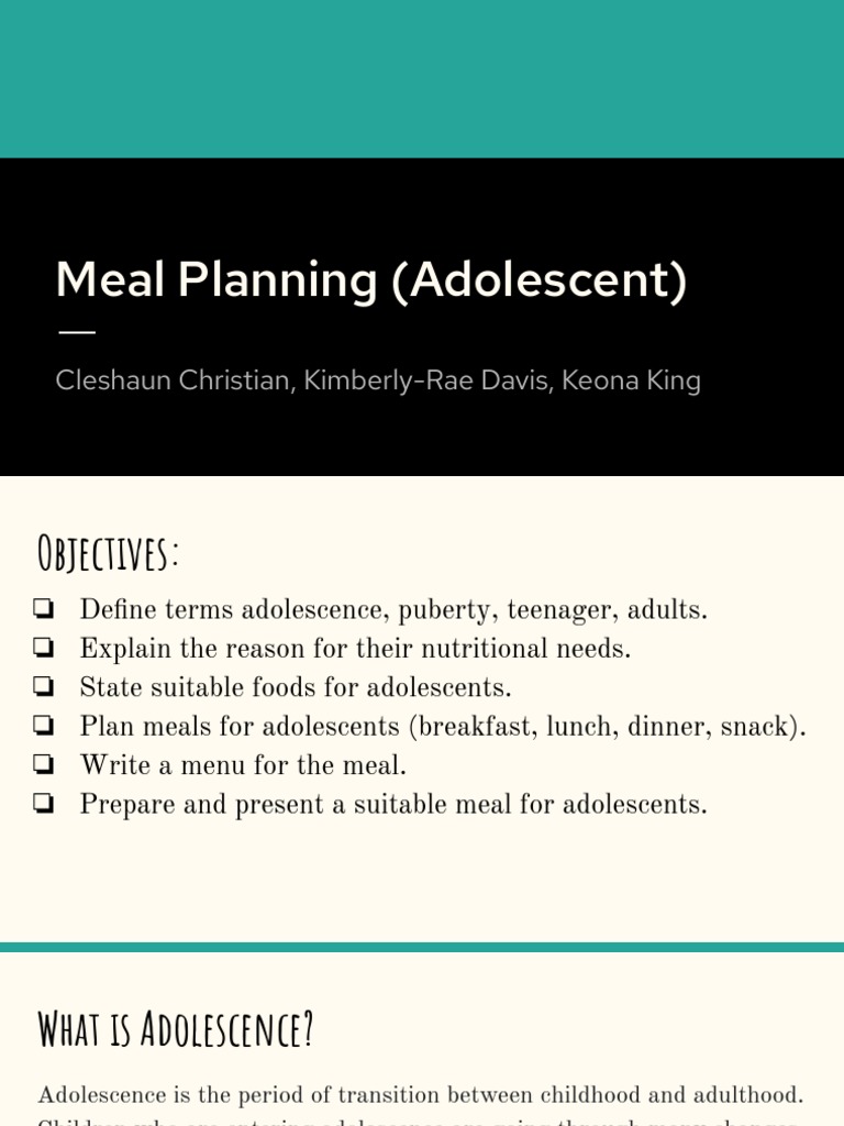 7-Day Meal Plan for Teenagers | PDF | Adolescence | Meal