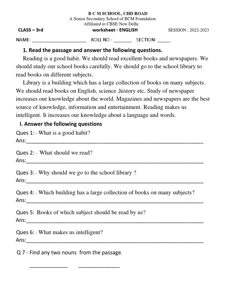 Class 3 WRKSHT | PDF