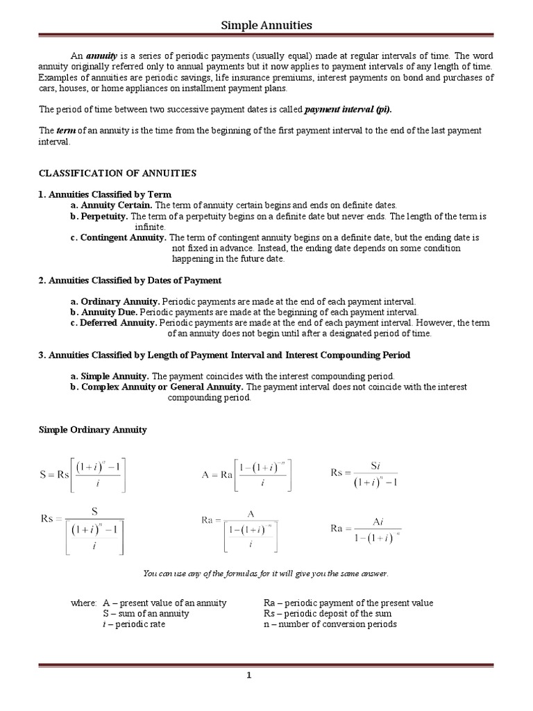 Simple Annuities (Revised) | PDF | Interest | Present Value