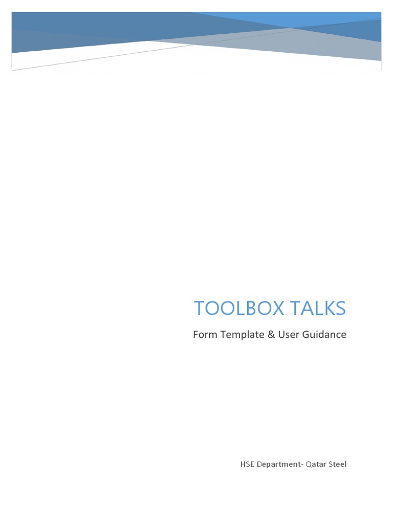 Toolbox Talk Form | PDF | Occupational Safety And Health | Risk