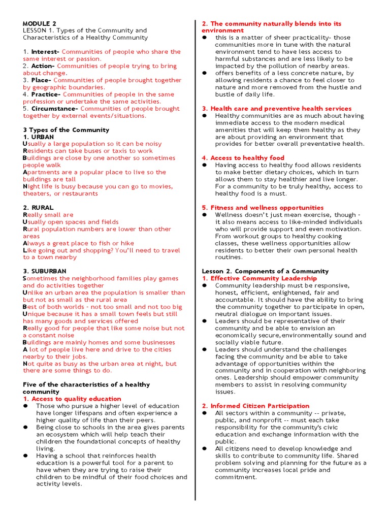 MODULE 2 Reviewer | PDF | Nursing | Community