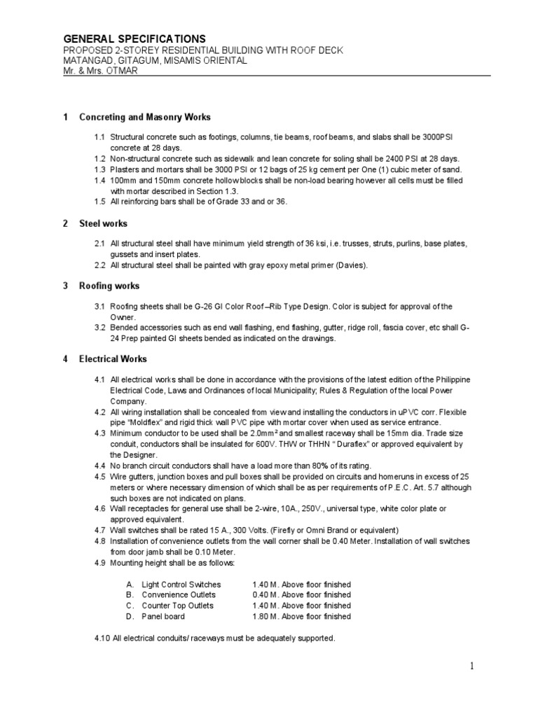 Material Specifications | PDF | Door | Plumbing