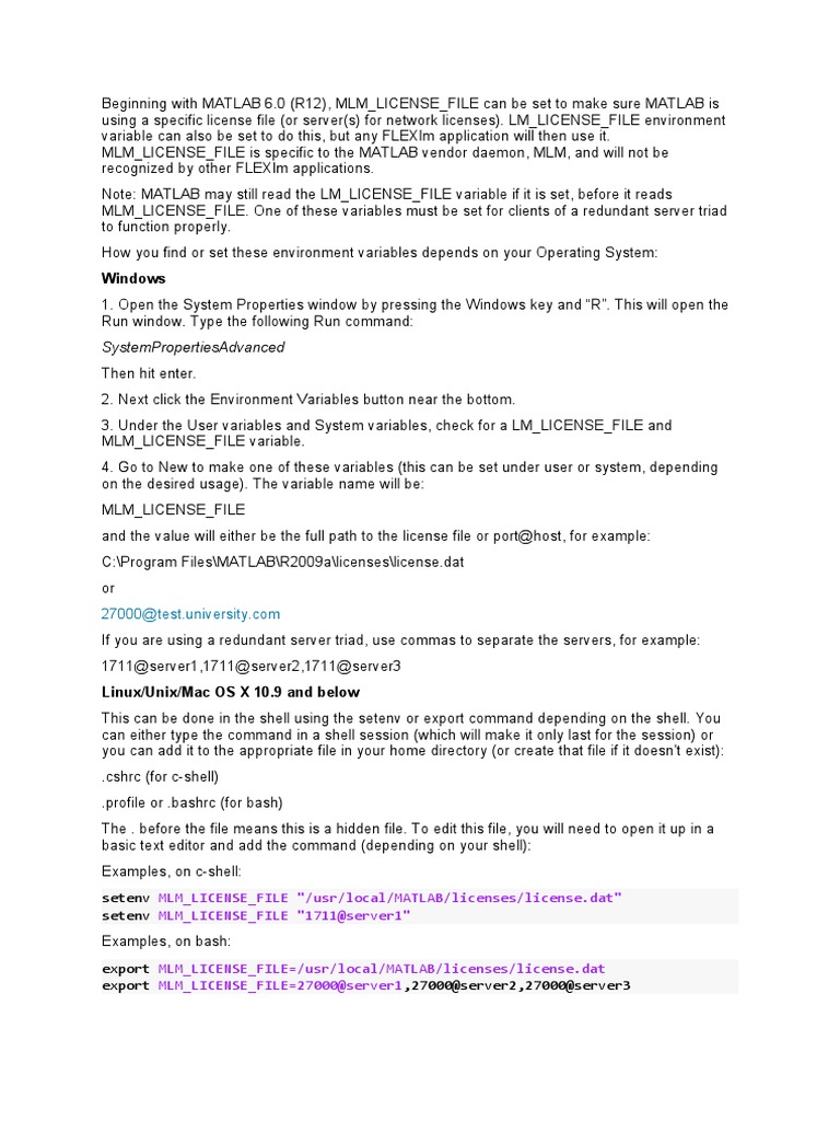 LM - LICENSE - FILE Environment Variable | PDF | Operating System ...