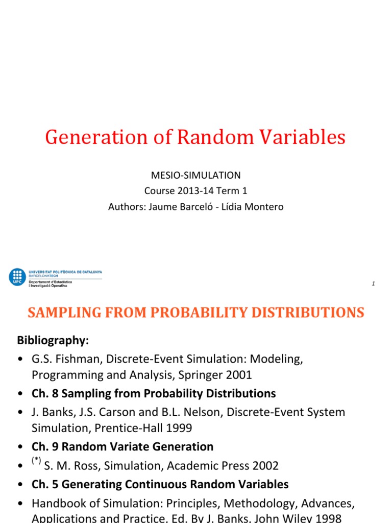 MESIO-SIM - (US) Generation of Random Variables | PDF | Probability Distribution | Probability ...