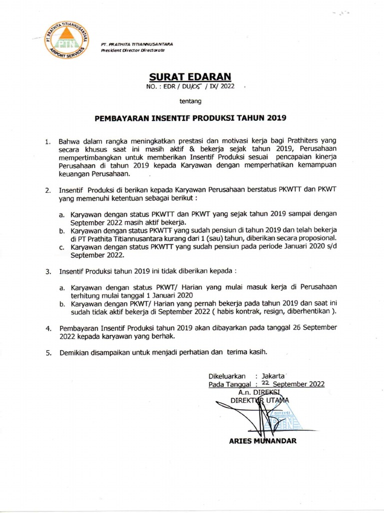 Surat Edaran Direksi | PDF