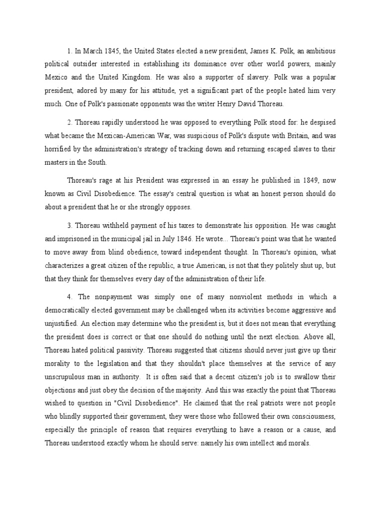 Civil Disobedience Notes | PDF | Civil Disobedience (Thoreau) | Civil ...