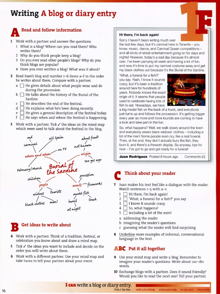 Writing B1 - A BLOG OR DIARY ENTRY | PDF