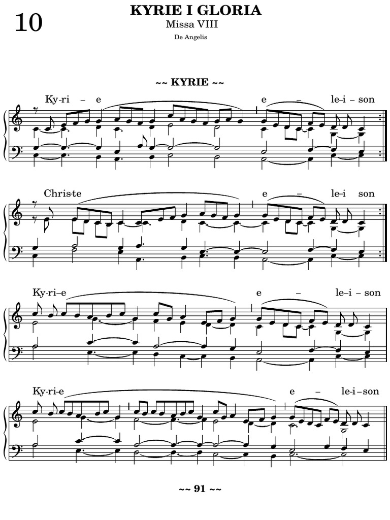 Missa VIII De Angelis: Analysis of the Kyrie and Gloria sections of a Latin mass | PDF