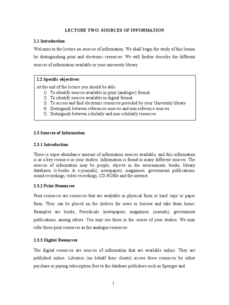 Lecture 2 Info | PDF | Academic Journal | Libraries