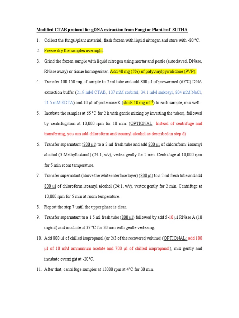 Dna Extraction Protocol Ctab Pdf