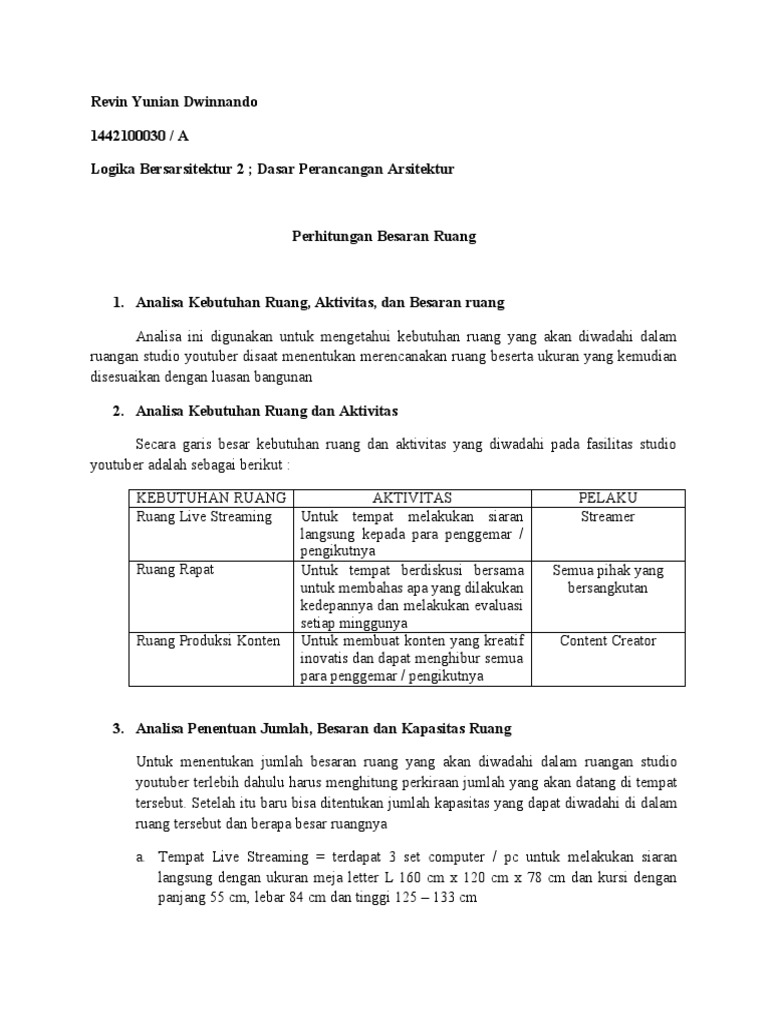 Revin Yunian Dwinnando - Besaran Ruang | PDF