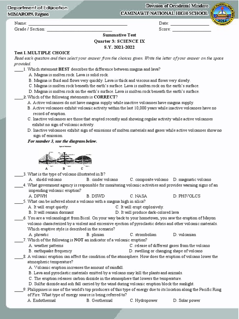 3rd Quarter Summative Test - Science 9 | PDF